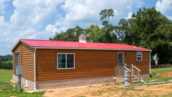 exterior of quality red roofed cabin for modular cabins for sale ...