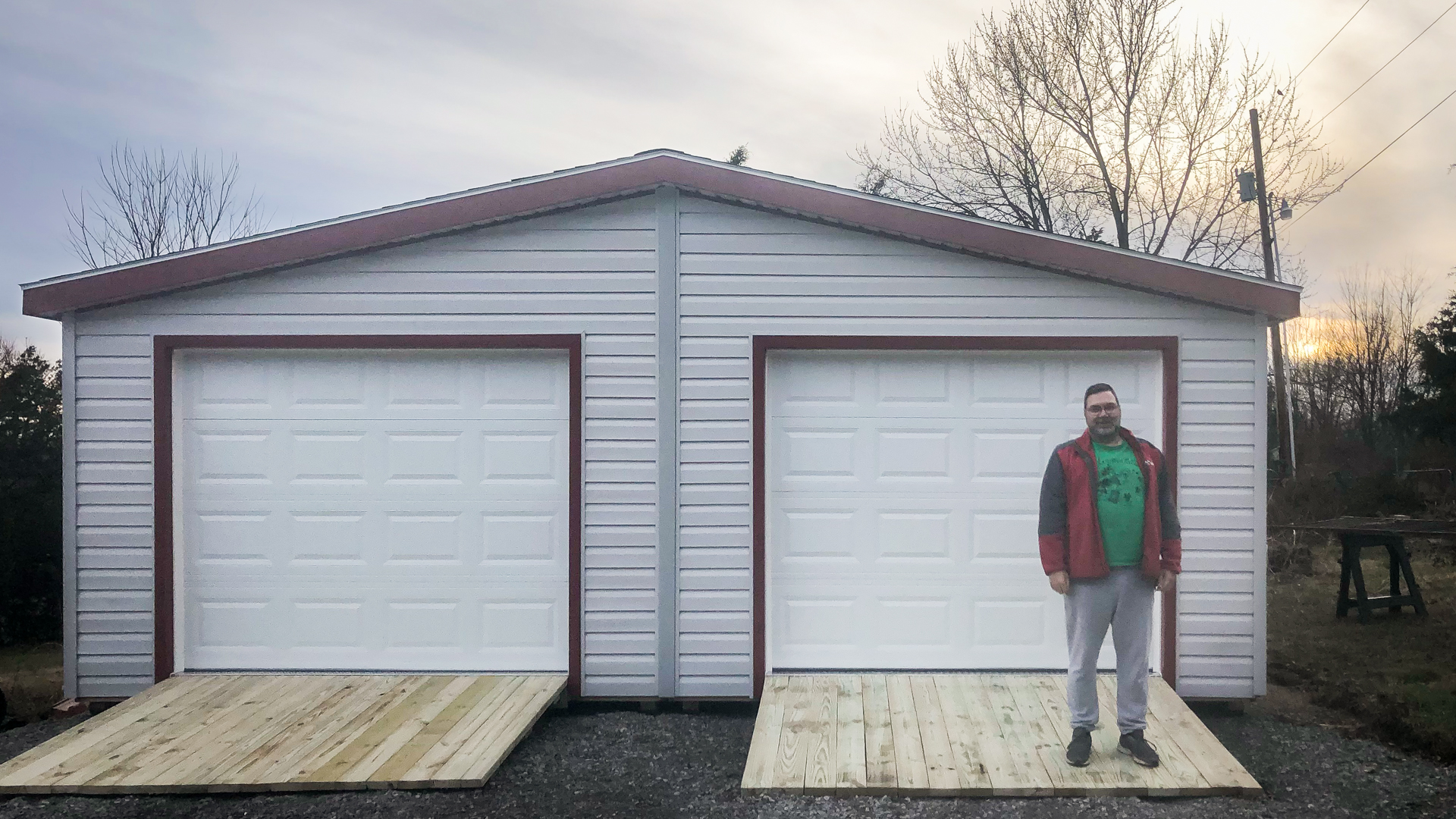 exterior of sunset and double wide prefab detached garage for sale ...