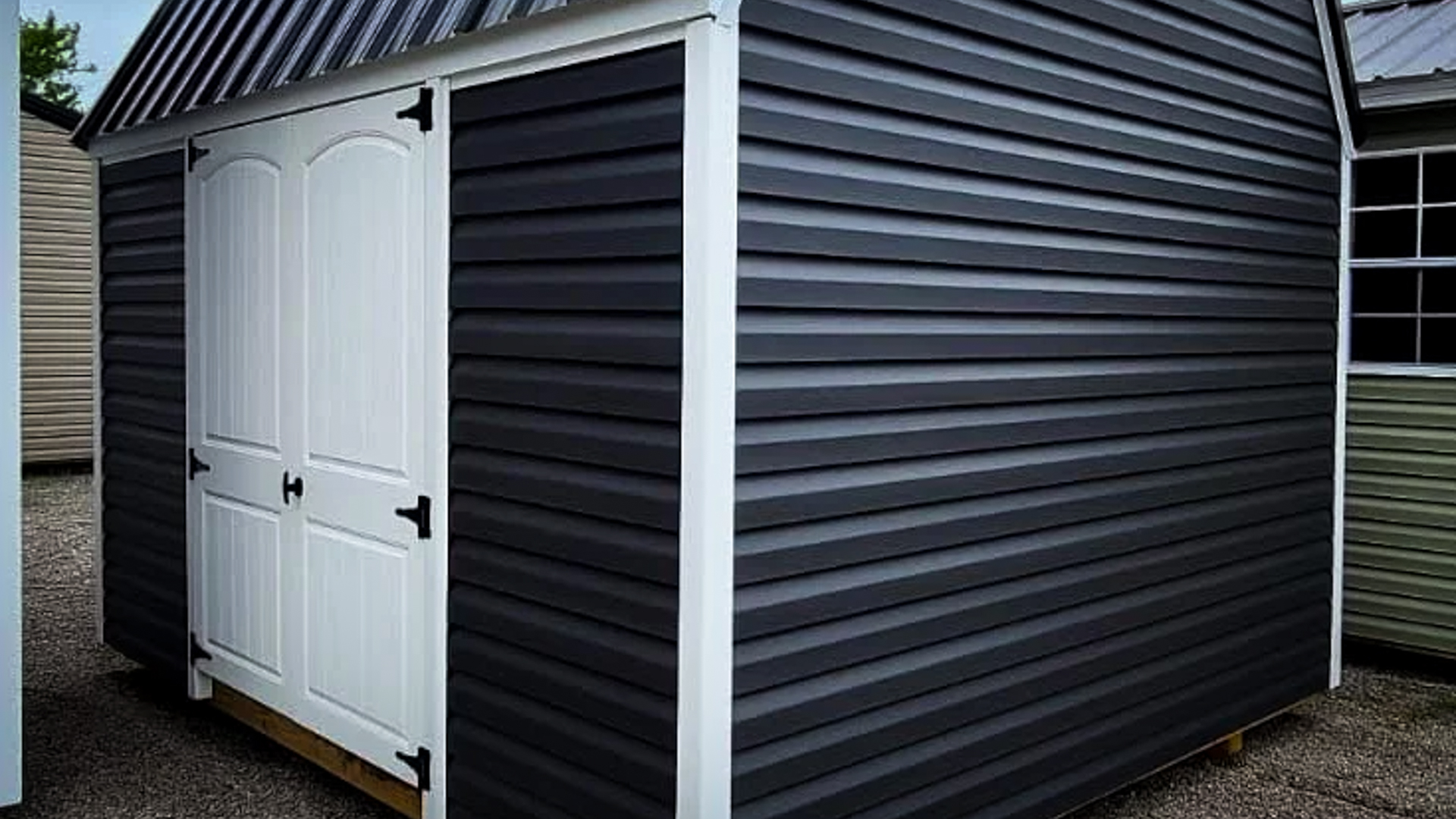 black shed vinyl siding - Esh's Utility Buildings