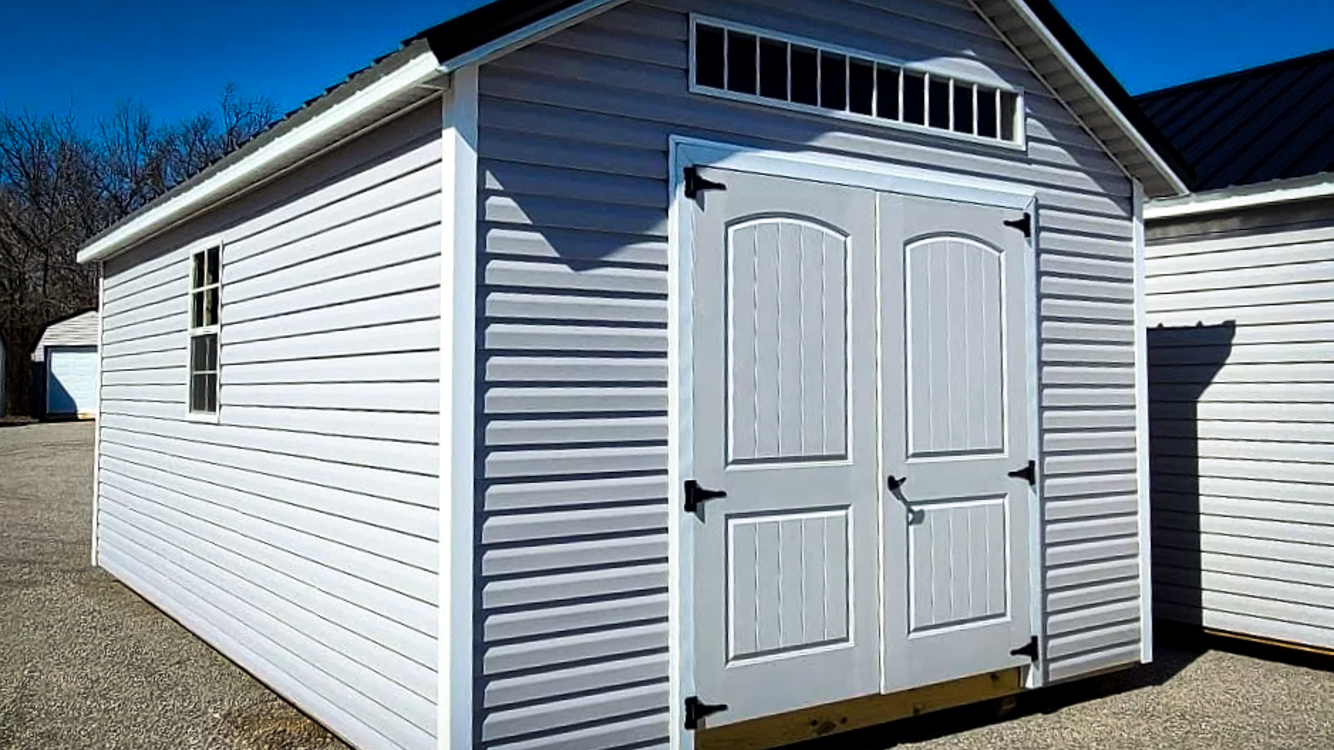 white shed vinyl siding - Esh's Utility Buildings