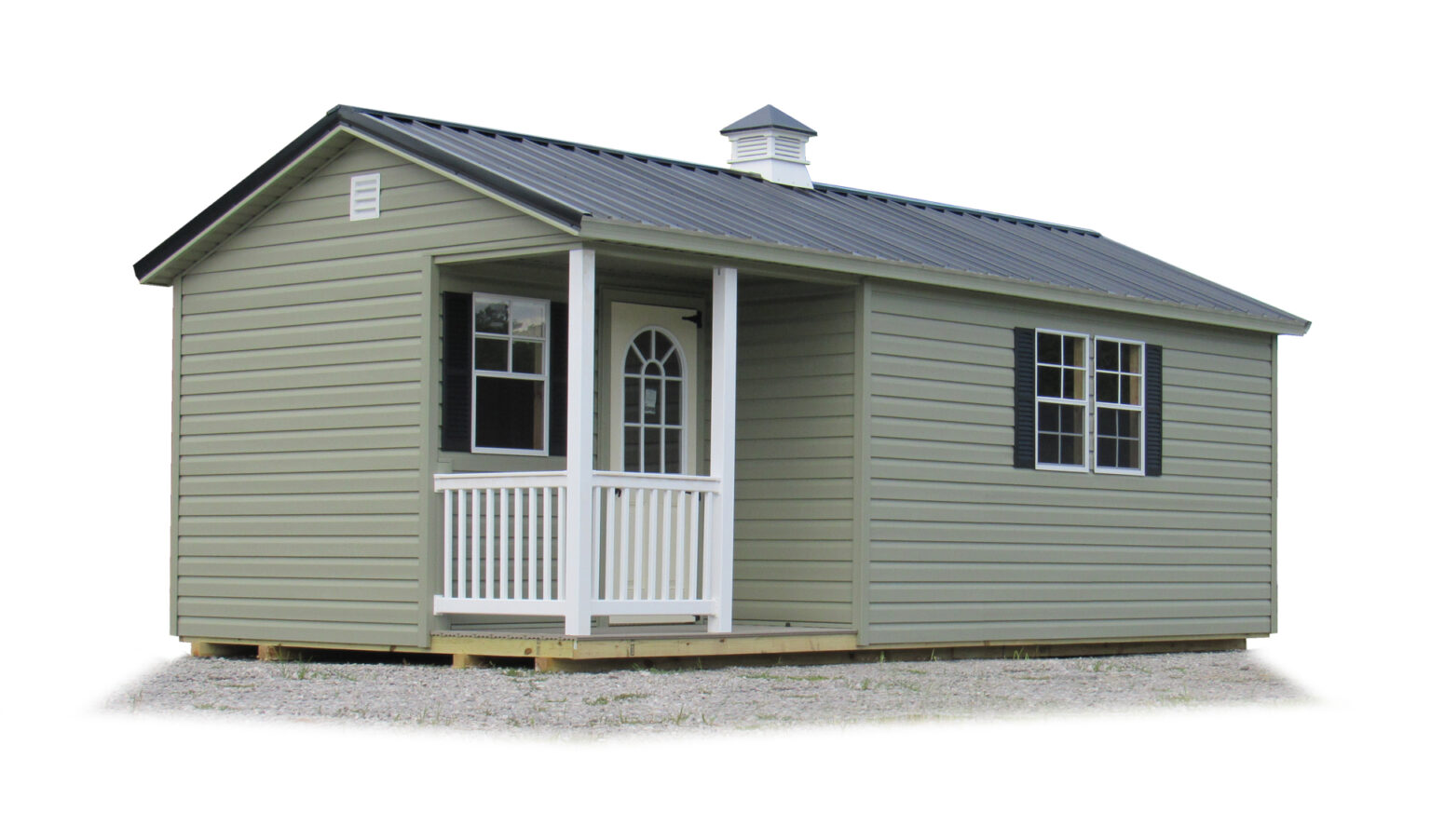 A tiny house shell not on wheels built by Esh’s Utility Buildings ...